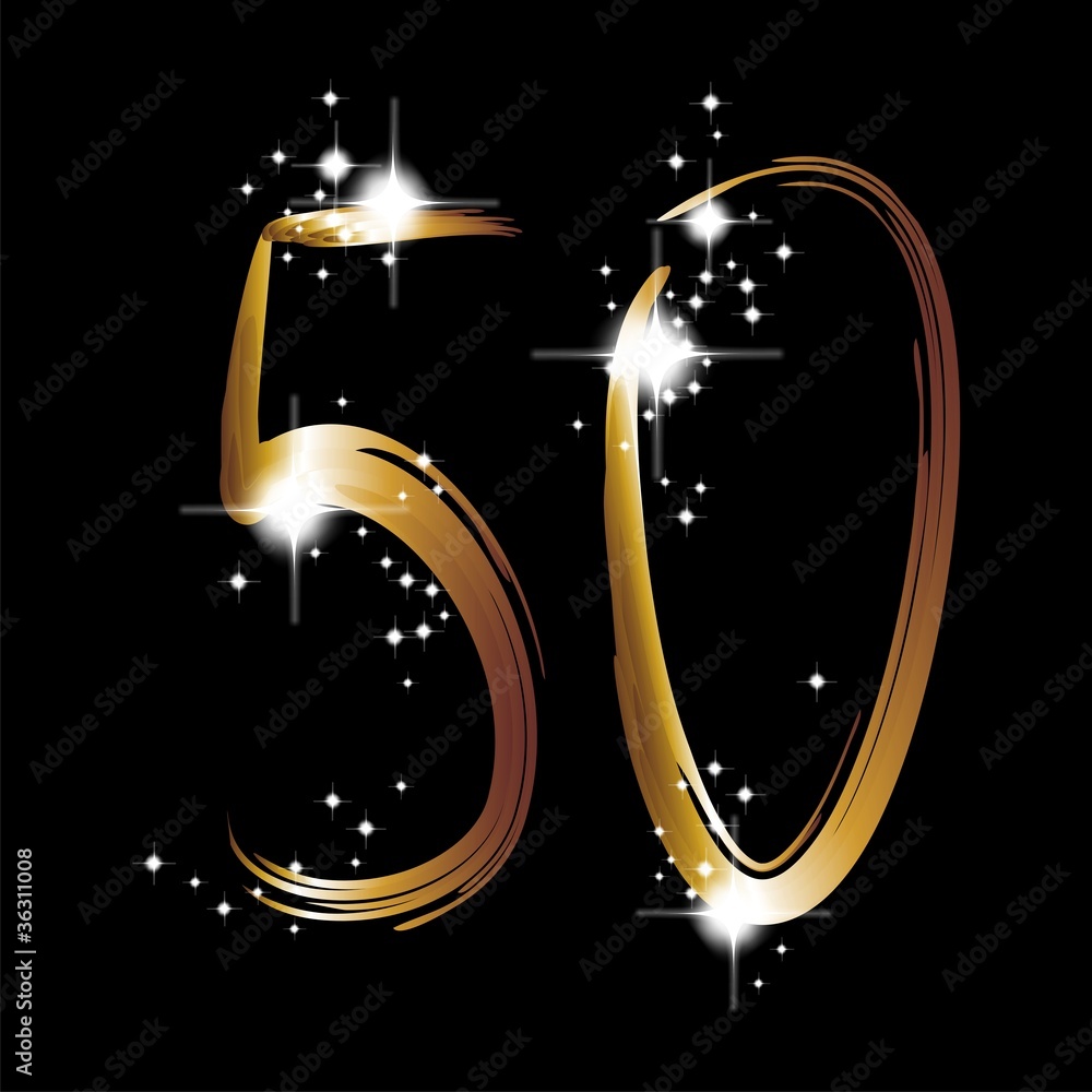 NUMERO 50 CON BRILLO SOBRE NEGRO vector de Stock | Adobe Stock