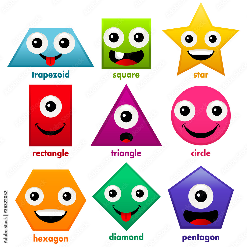 Educational Cartoon Basic Shapes Stock Vector | Adobe Stock