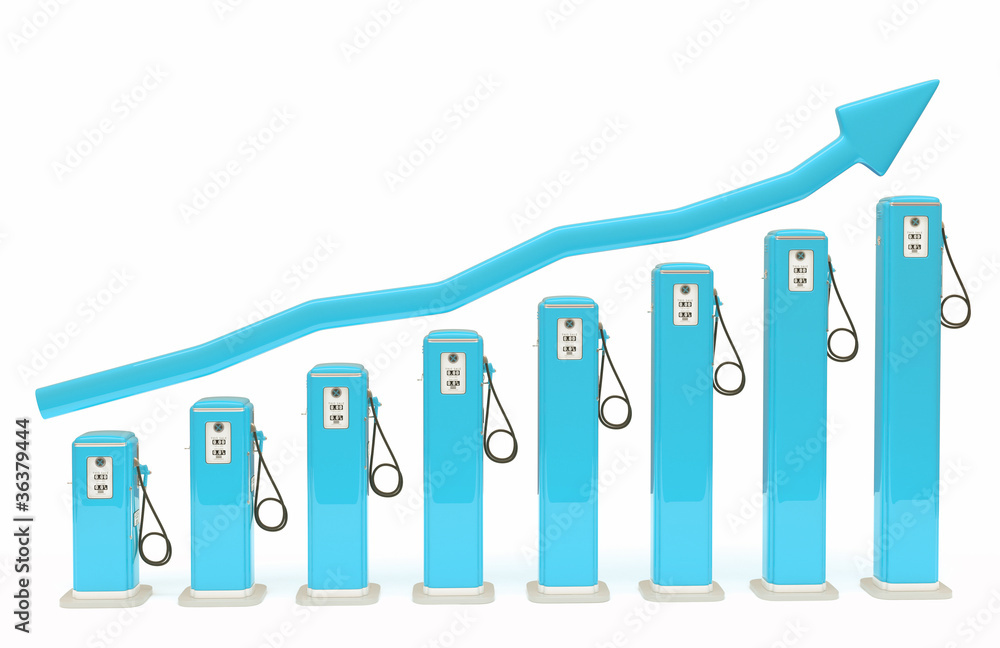 Rise in fuel cost: gasoline pumps chart with graph Stock Illustration ...