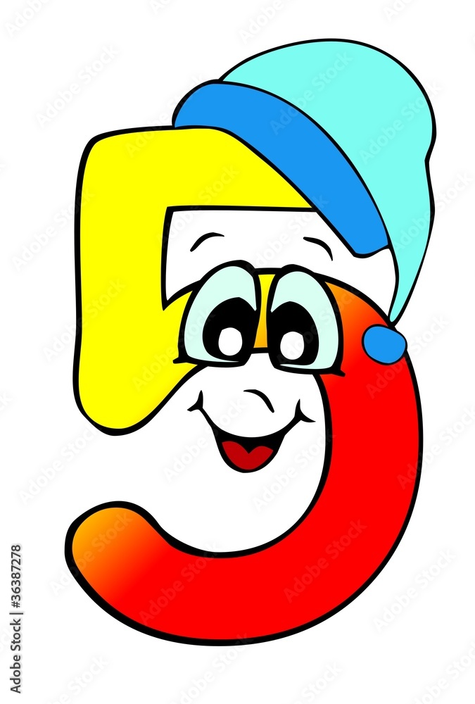 funny number 5 with cap Stock Illustration | Adobe Stock