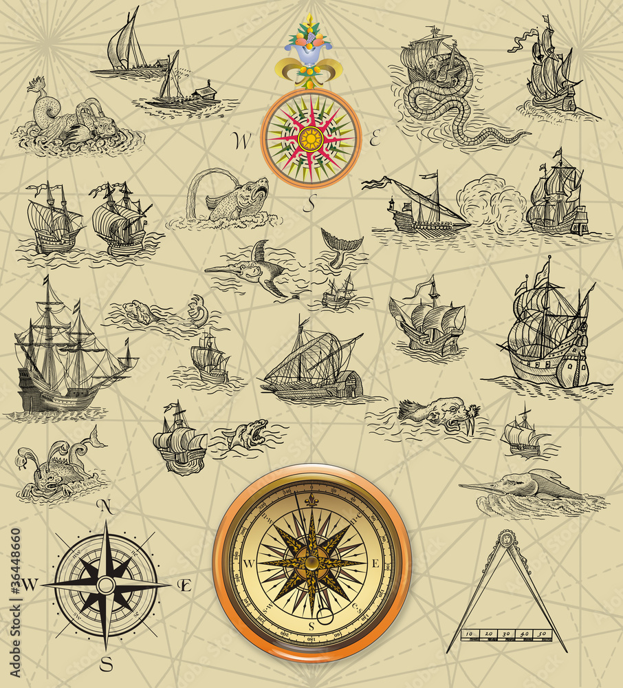Old pirate map Stock Illustration | Adobe Stock