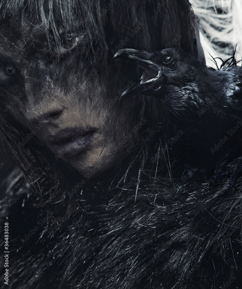 Portrait of raven woman Stock Photo | Adobe Stock