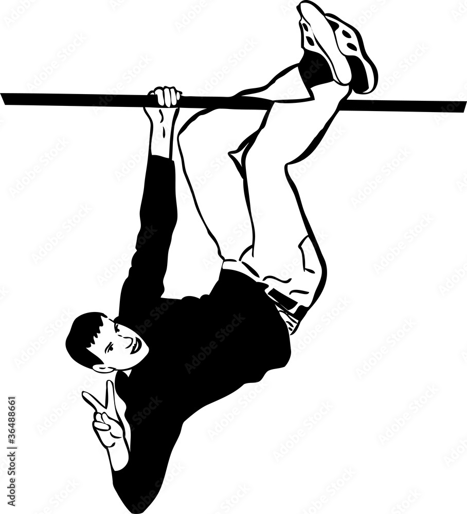 sketch of a guy hanging upside down on the tube Stock Vector | Adobe Stock