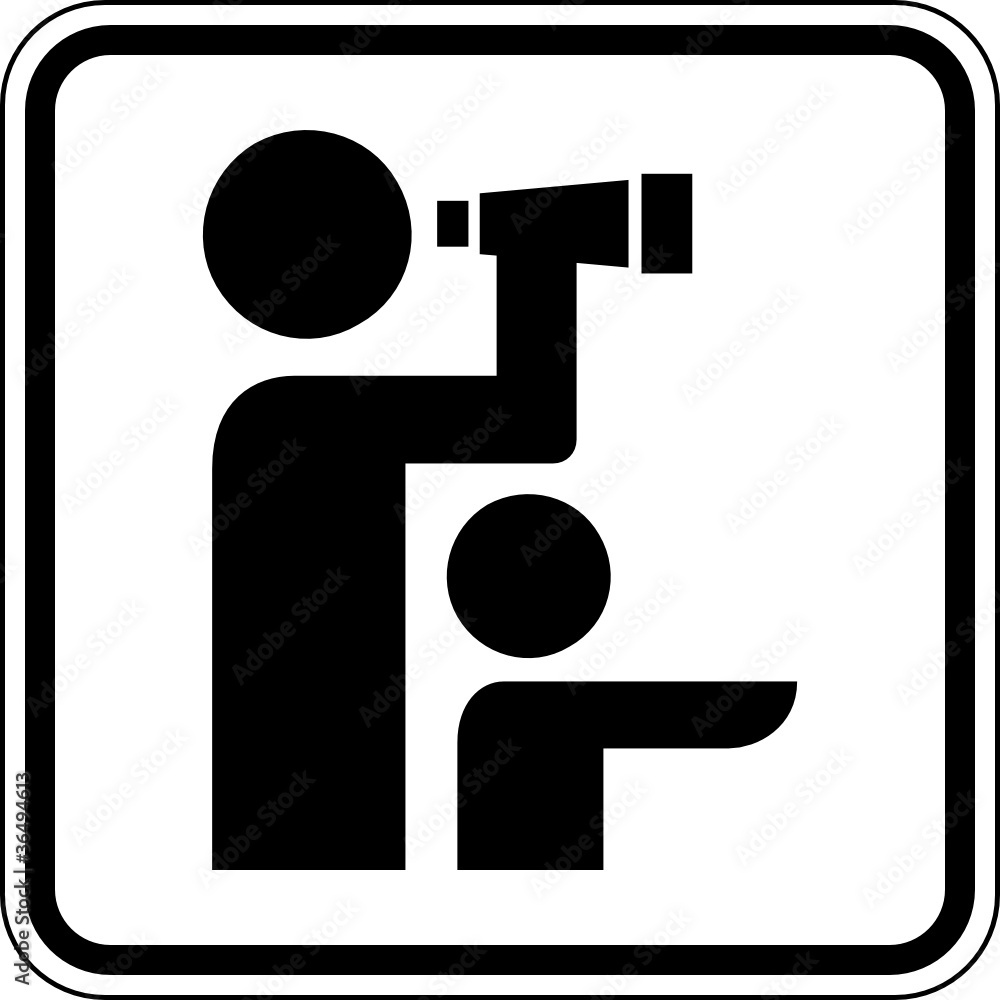 Vecteur Stock Aussichtspunkt Sightseeing Schild Zeichen Symbol | Adobe ...