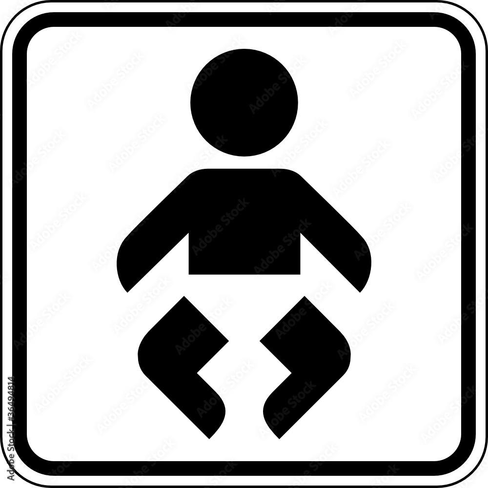 Wickelraum Baby mit Windel wickeln Schild Zeichen Symbol Stock Vector ...