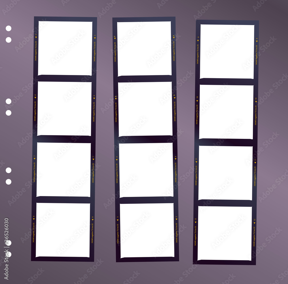 negative medium format film contact sheet, blank frames Stock Vector ...