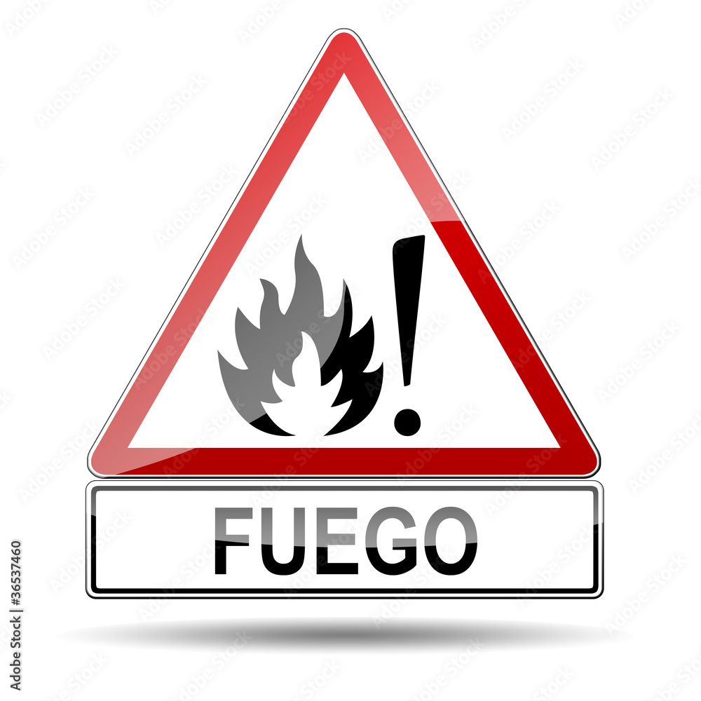 Señal peligro FUEGO ilustración de Stock | Adobe Stock