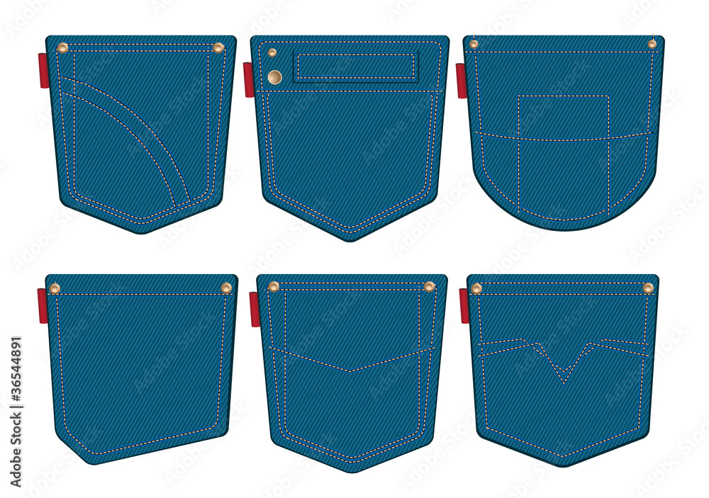 Jeans pocket collection Stock Vector | Adobe Stock