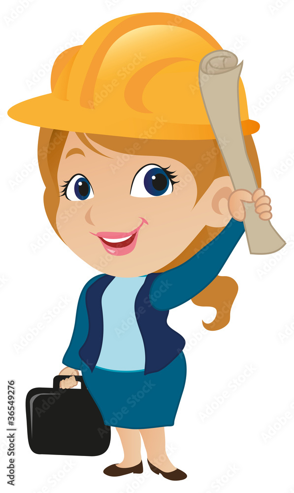 Cute Female Architect Stock Vector | Adobe Stock
