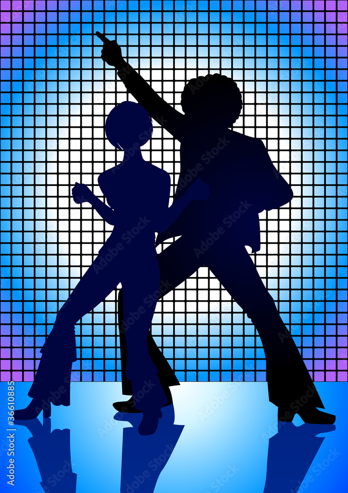 Silhouette Illustration of couple dancing in the 70s Stock Vector ...