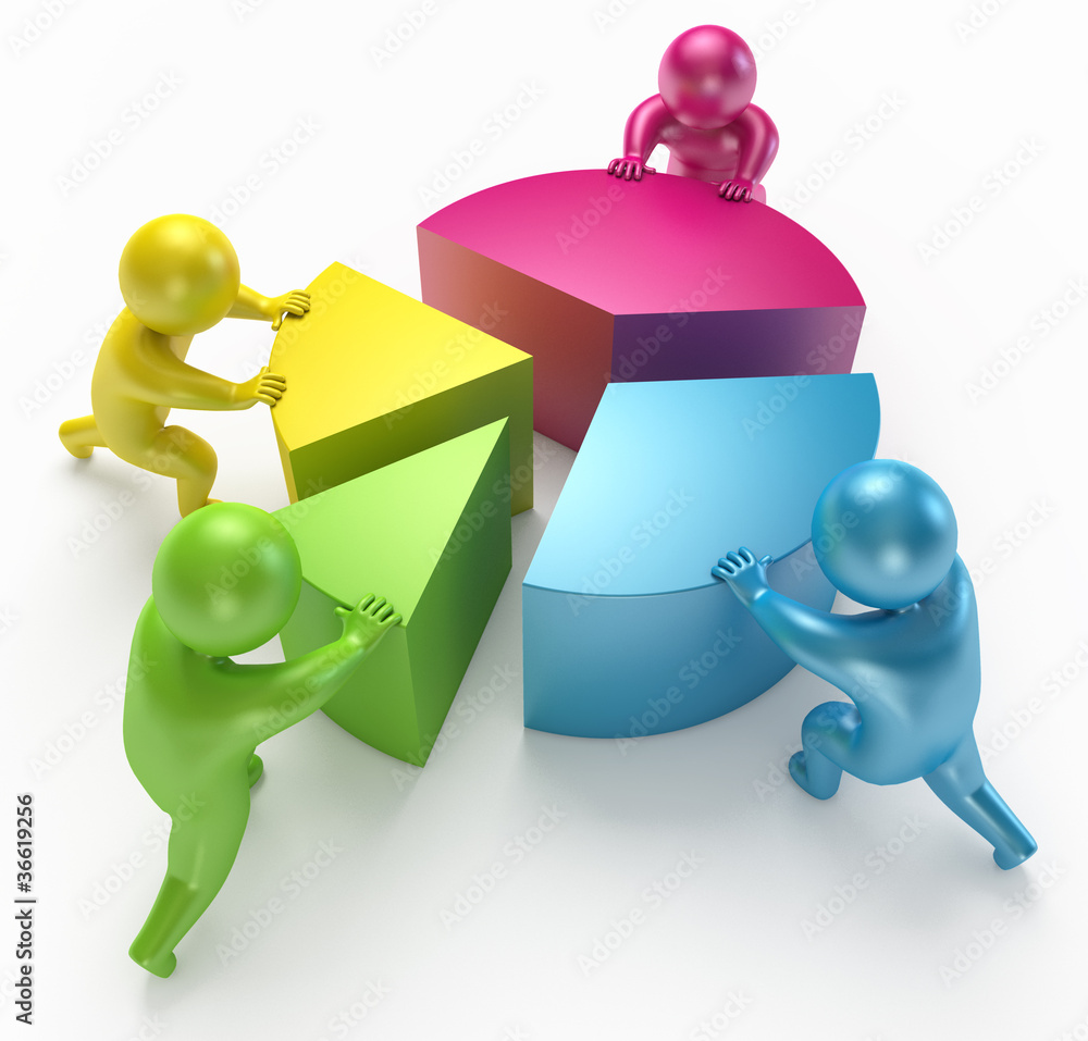 People connect parts of the diagram Stock Illustration | Adobe Stock