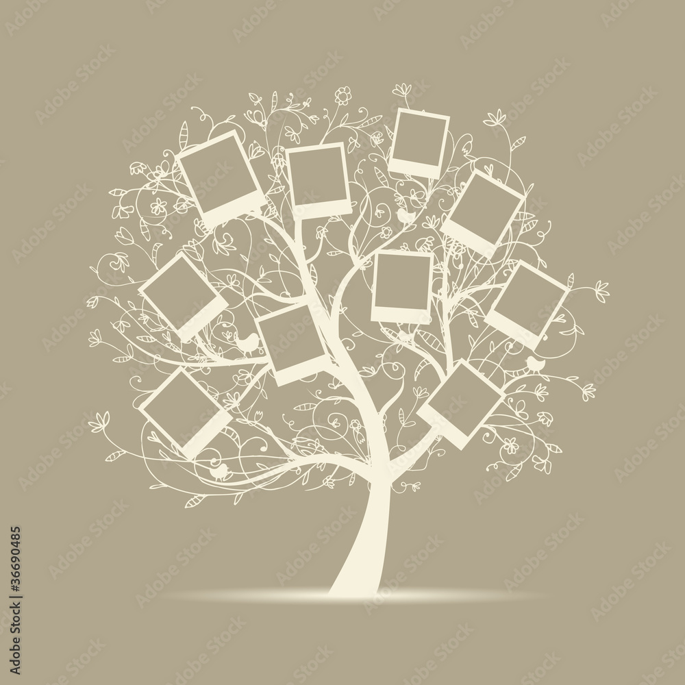 Family tree design, insert your photos into frames Stock Vector | Adobe ...