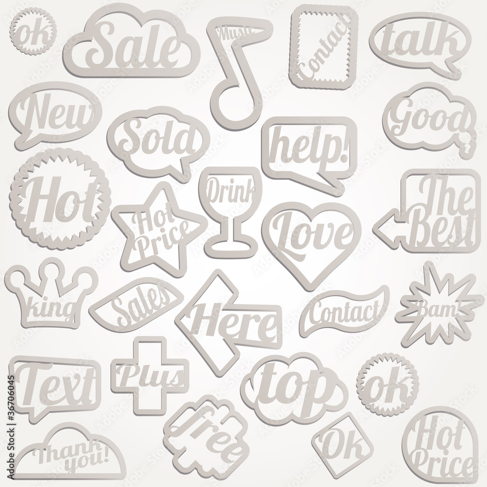 Set bubble vector sticker for text icons symbols Stock Vector | Adobe Stock