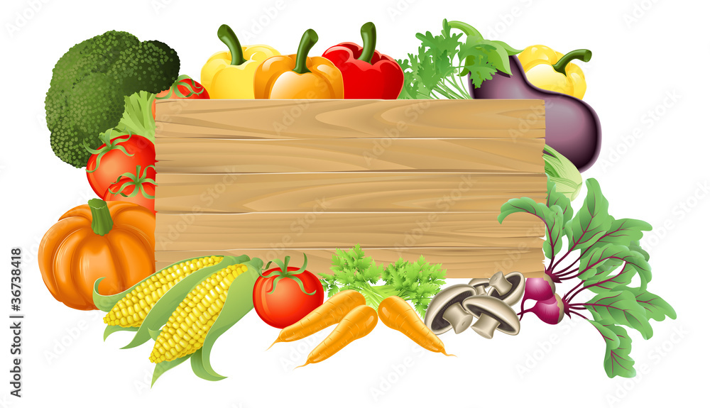 Vegetable wooden sign illustration Stock Vector | Adobe Stock