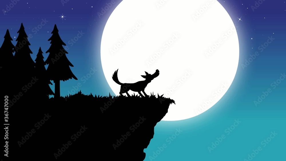 Wolf howling to moon - silhouette Stock Video | Adobe Stock