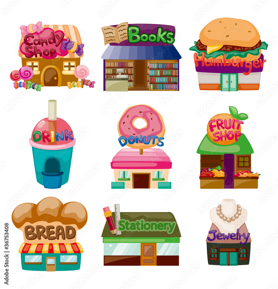 cartoon shop/house icons Stock Vector | Adobe Stock