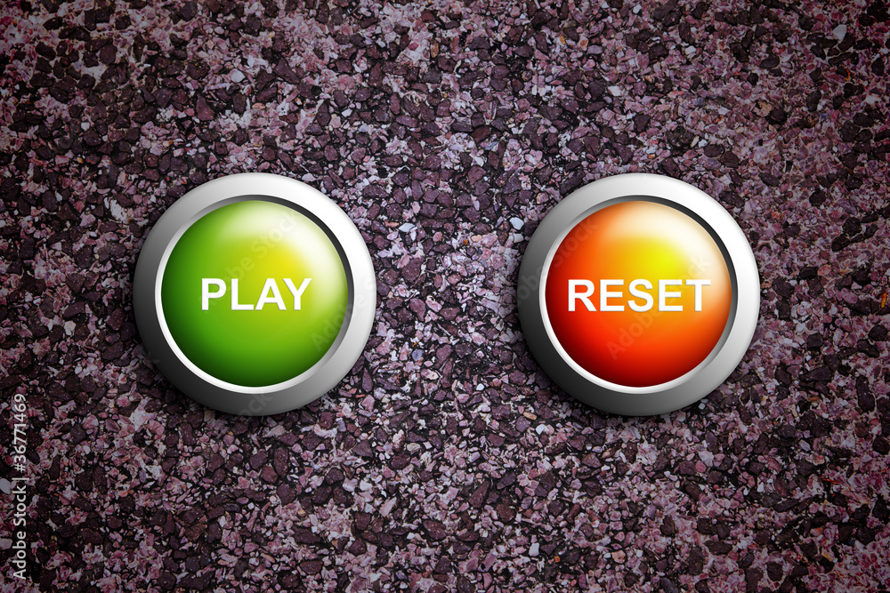 play and reset button on grunge texture Stock Photo | Adobe Stock