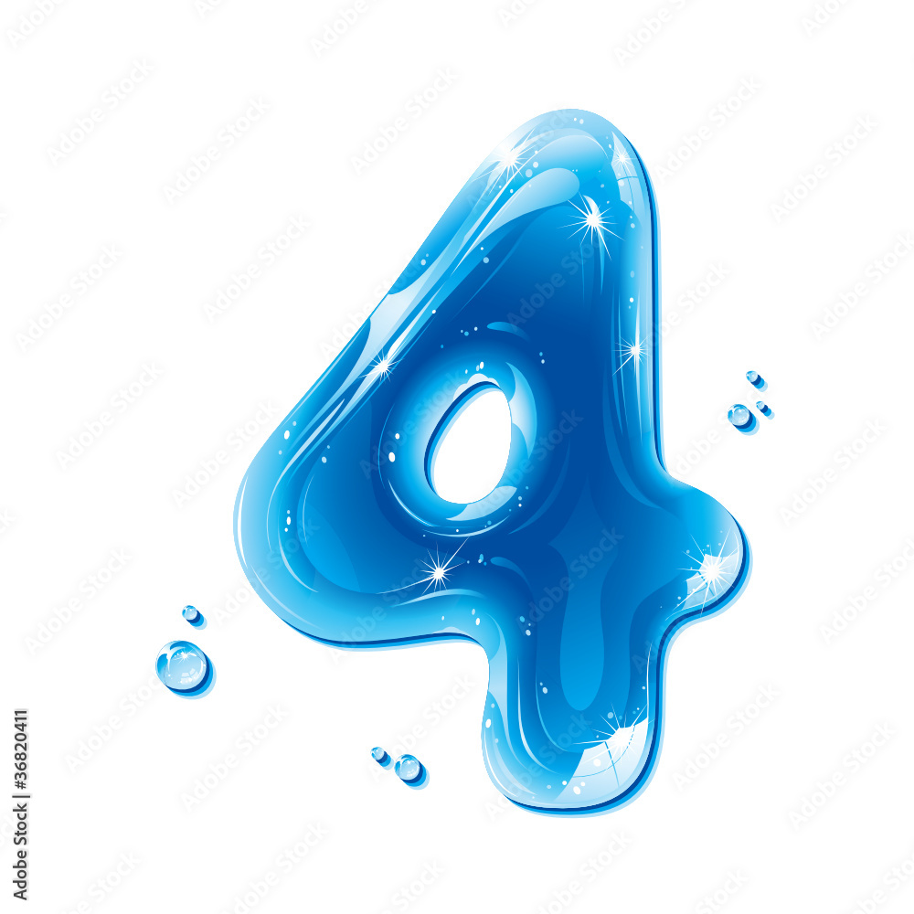 ABC series - Water Liquid Number Four Stock Vector | Adobe Stock