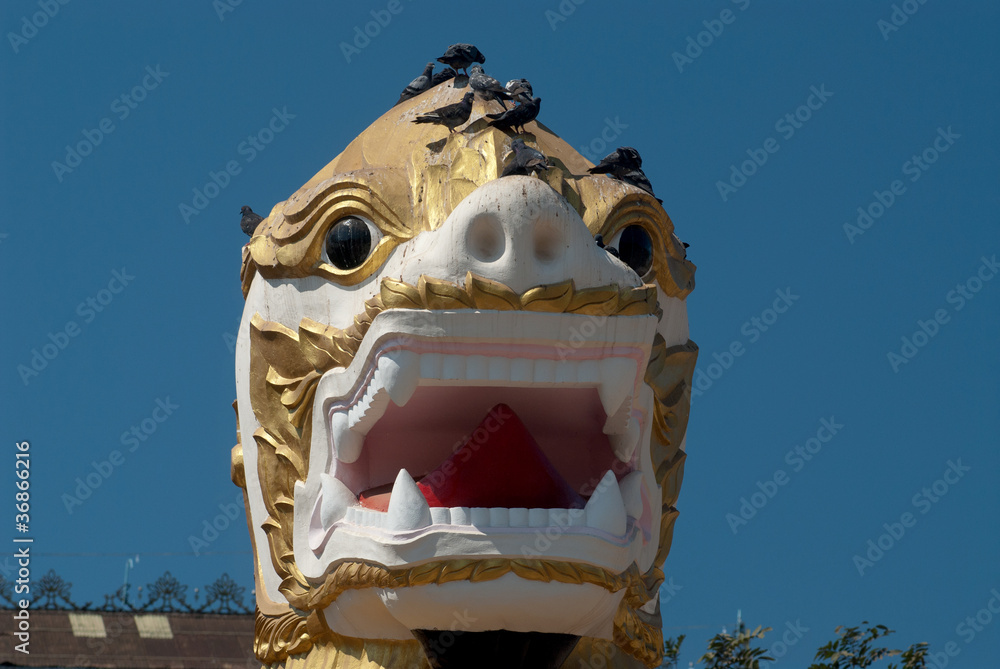 Poster Lion statue in Myanmar temple. – Wall Art | UkPosters
