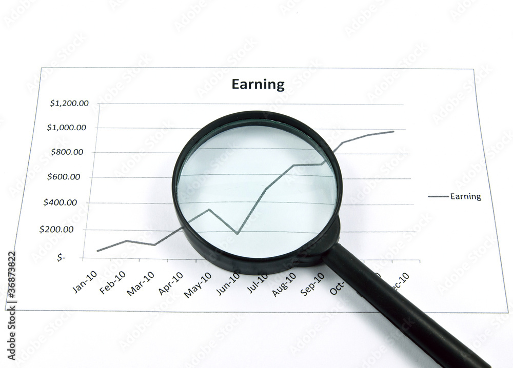 Magnifying glass over diagram. Stock Photo | Adobe Stock