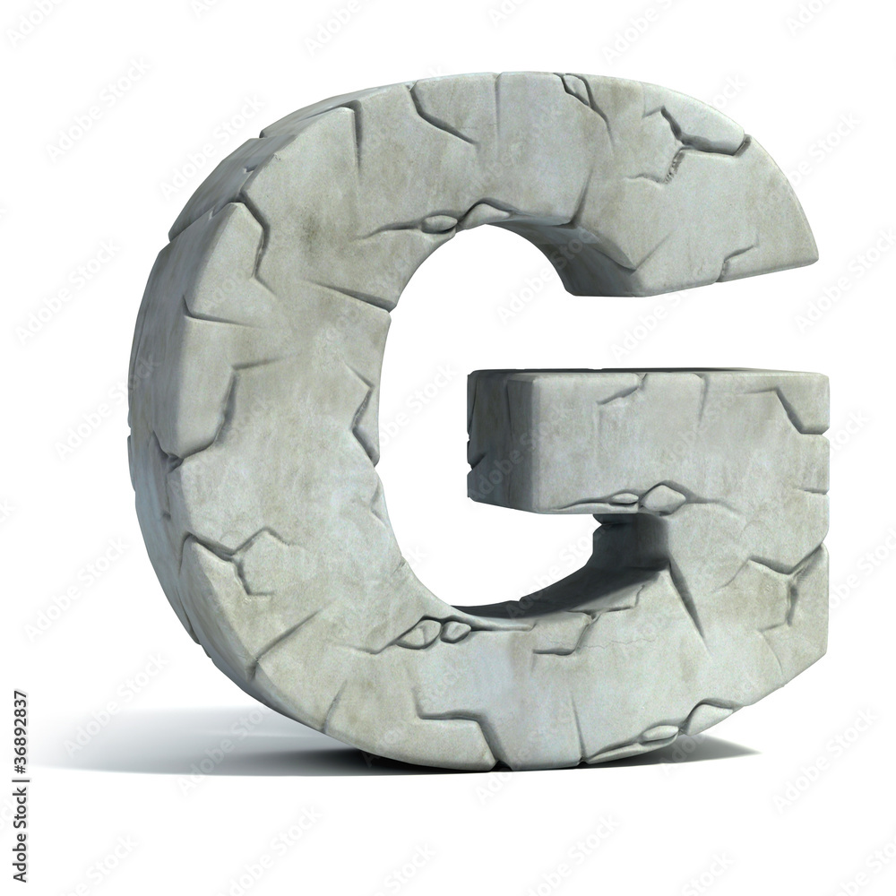 letter G cracked stone 3d font Stock Illustration | Adobe Stock