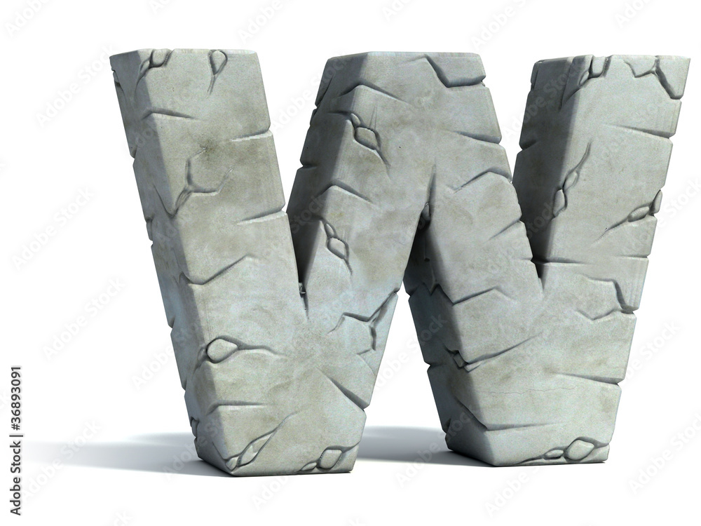letter W cracked stone 3d font Stock Illustration | Adobe Stock