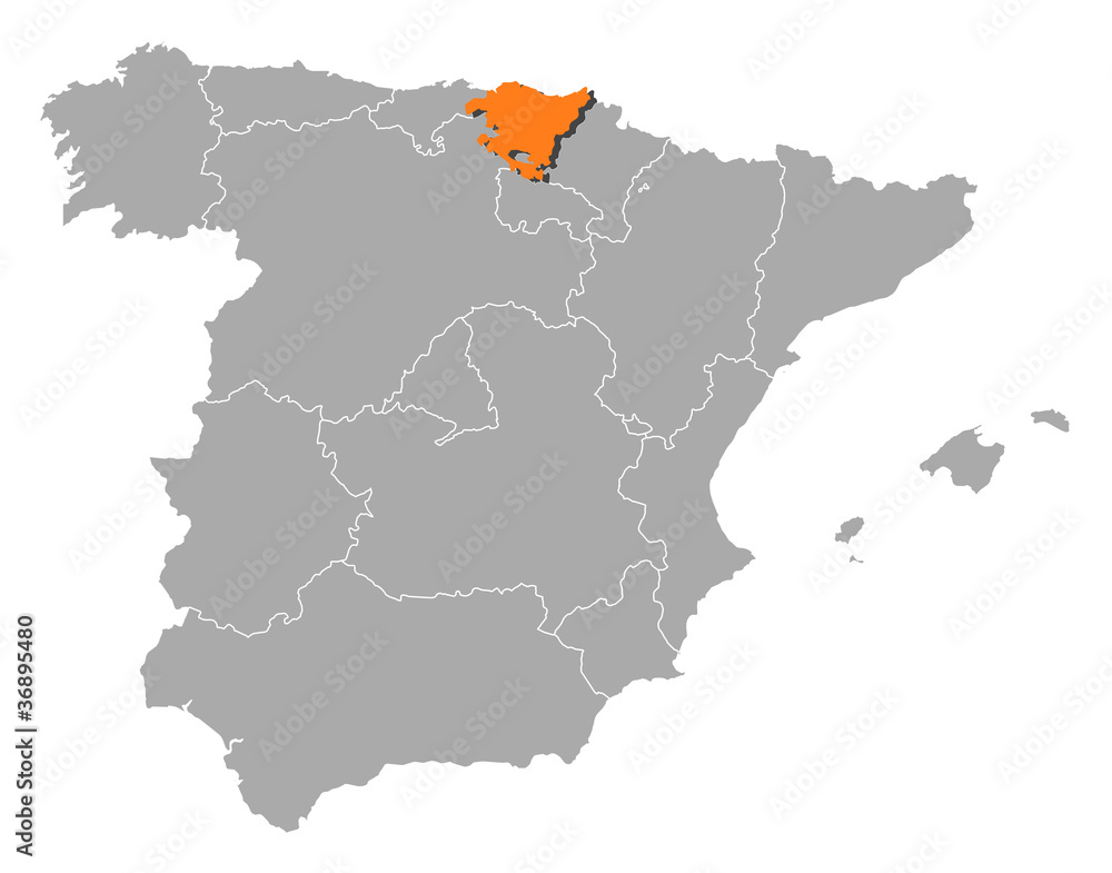 Map of Spain, Basque Country highlighted Stock Vector | Adobe Stock