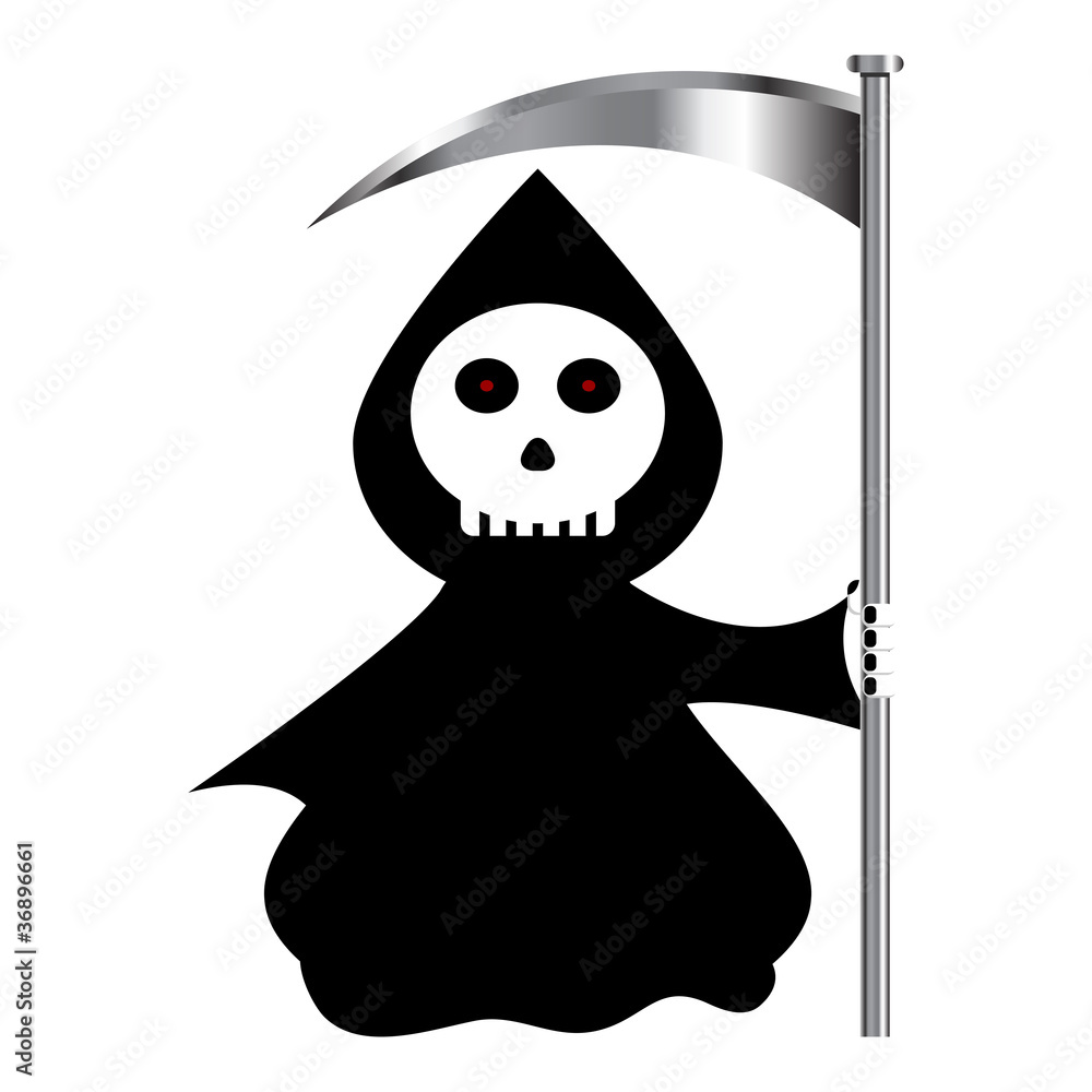 Funny reaper cartoon isolated over white background Stock Vector ...