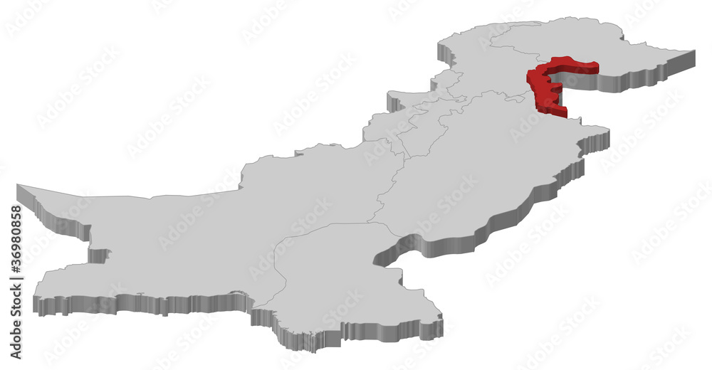 Map of Pakistan, Azad Kashmir highlighted Stock Vector | Adobe Stock