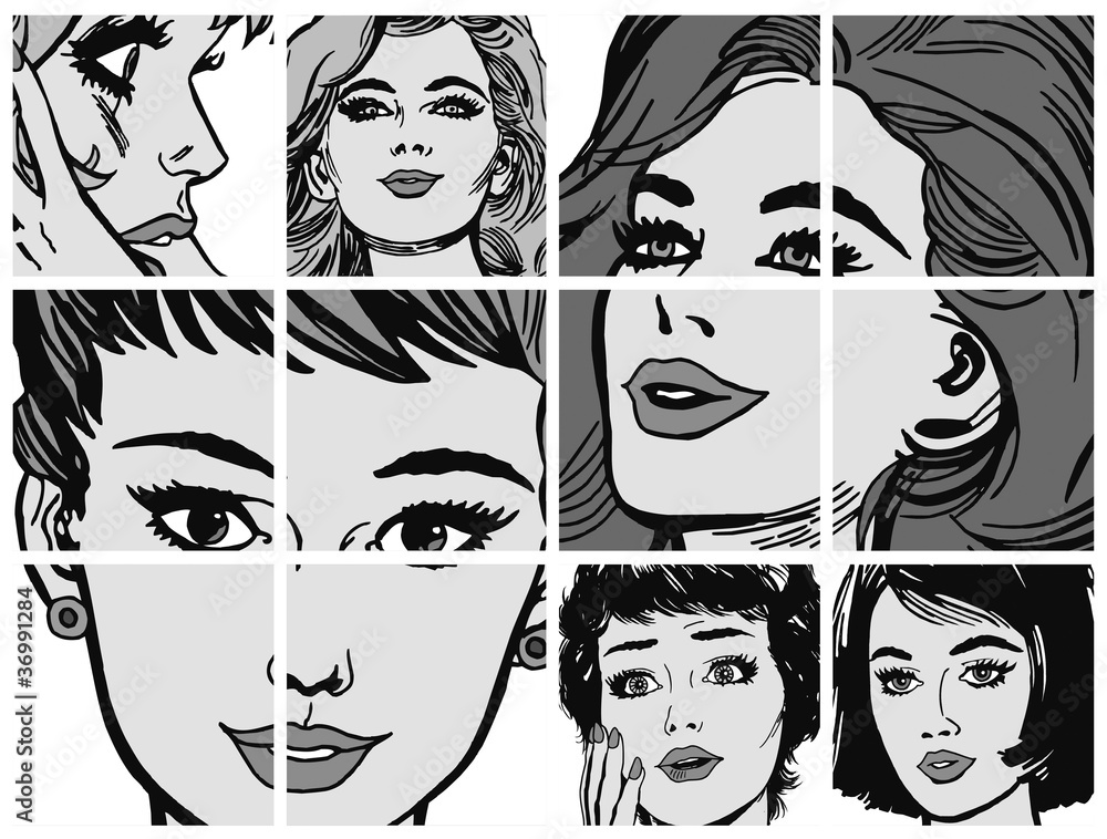 Ilustraciones con primeros planos del rostro de mujeres Stock ...