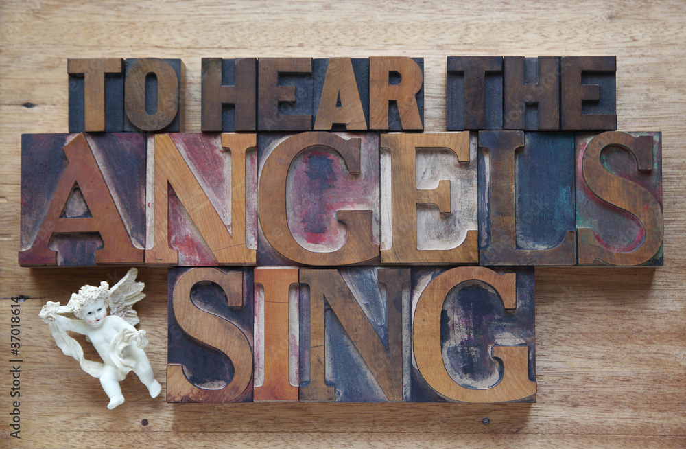 angels sing words with angel figure Stock Photo | Adobe Stock