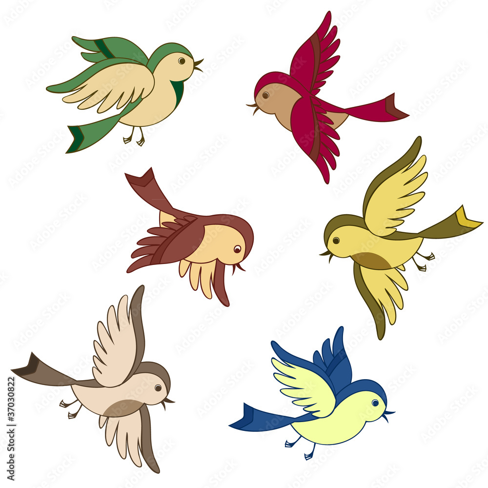 set of flying bird cartoon Stock Vector | Adobe Stock