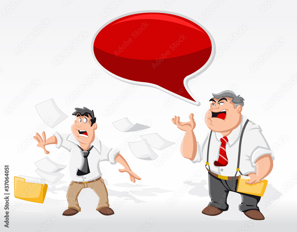 Cartoon man with his angry boss in office Stock Vector | Adobe Stock