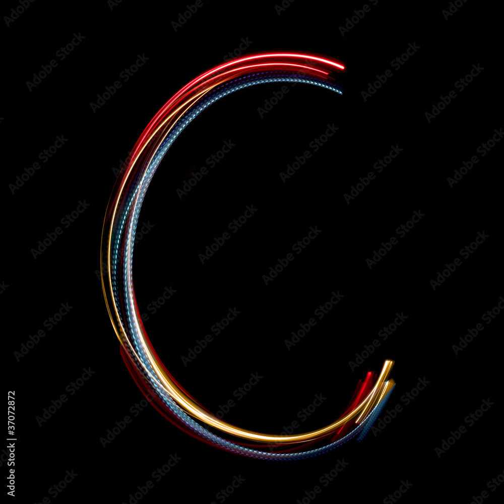 Letter C made from brightly coloured neon lights Stock Photo | Adobe Stock