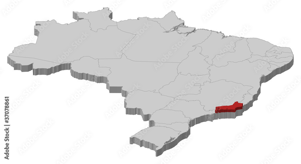 Map of Brazil, Rio de Janeiro highlighted vector de Stock | Adobe Stock