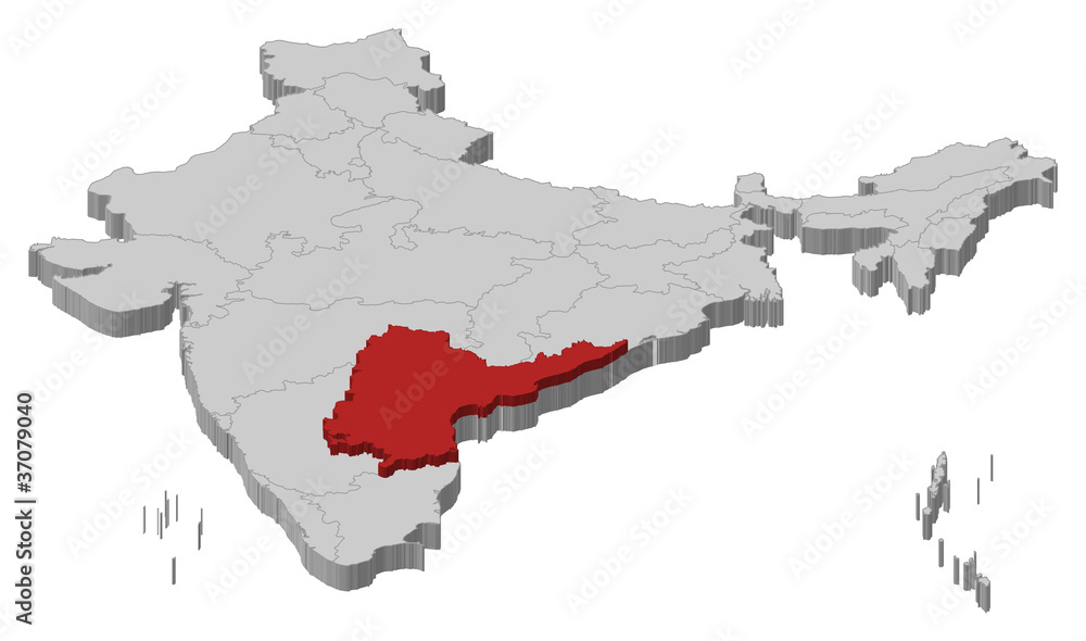 Map of India, Andhra Pradesh highlighted Stock Vector | Adobe Stock