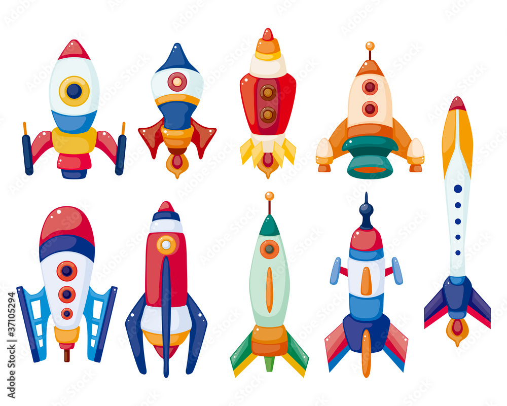 cartoon spaceship icon set Stock Vector | Adobe Stock