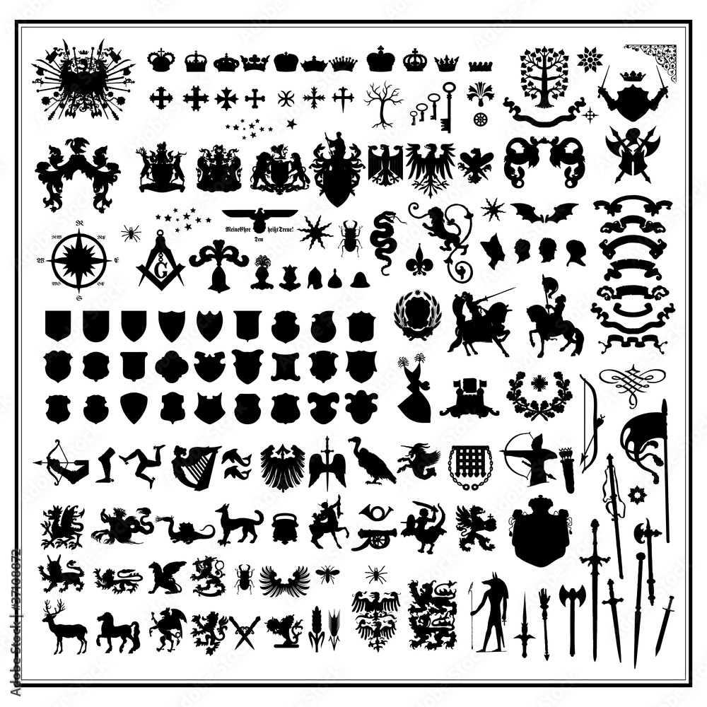 Silhouettes of heraldic design Stock Vector | Adobe Stock