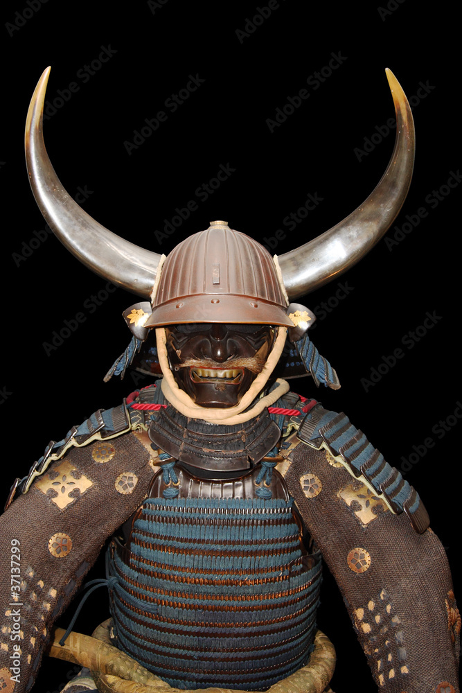 Image of samurai armour on black with clipping path Stock Photo | Adobe ...