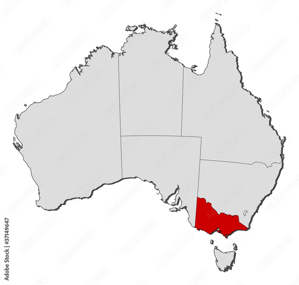 Map of Australia, Victoria highlighted Stock Vector | Adobe Stock