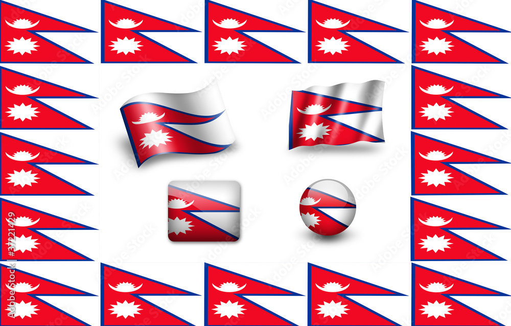 Flag of Nepal. icon set Stock Illustration | Adobe Stock