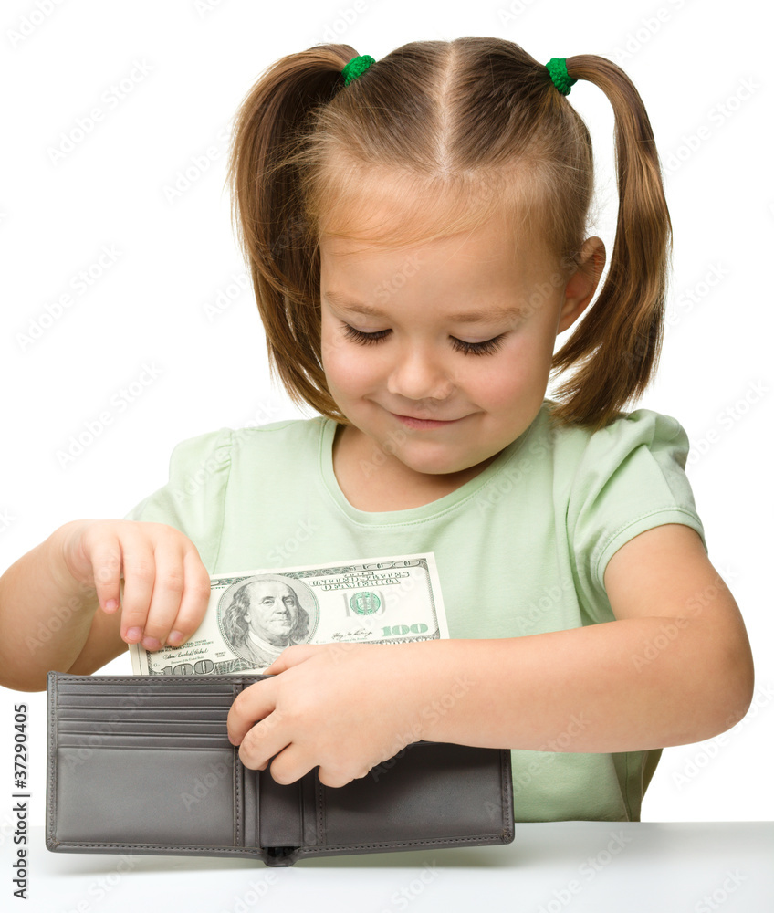 Cute Little Girl Plays With Money Stock Photo Adobe Stock Cute Little Girl Plays With Money Stock Photo Adobe Stock