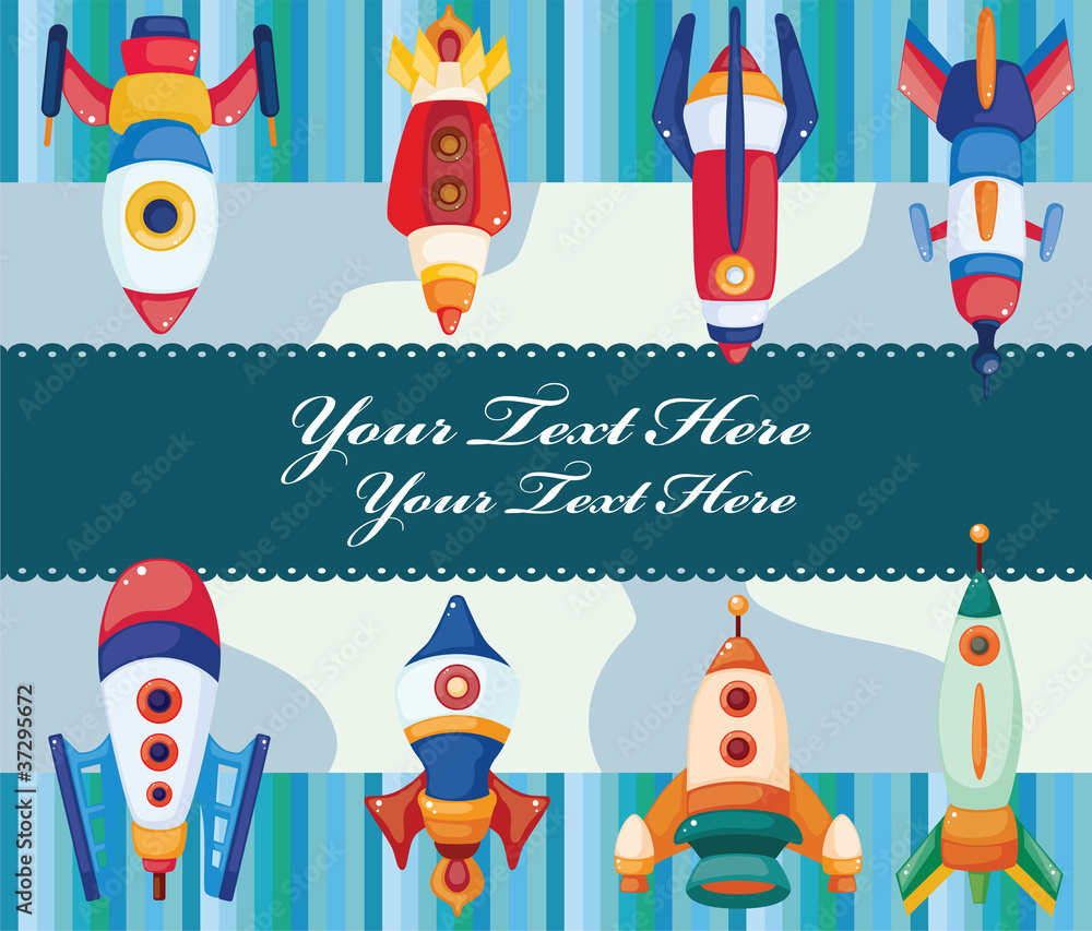 cartoon spaceship card Stock Vector | Adobe Stock