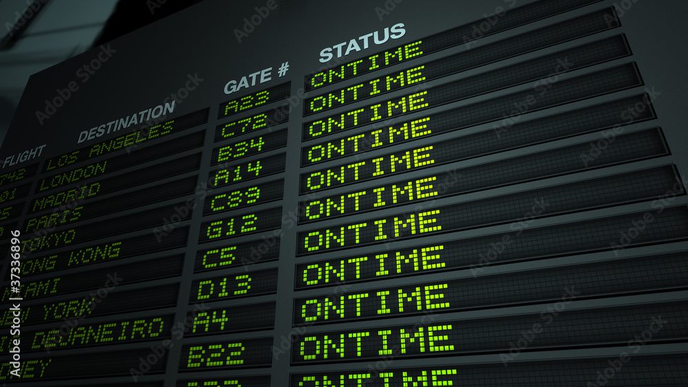 Flight Information Board, On Time Stock Illustration | Adobe Stock