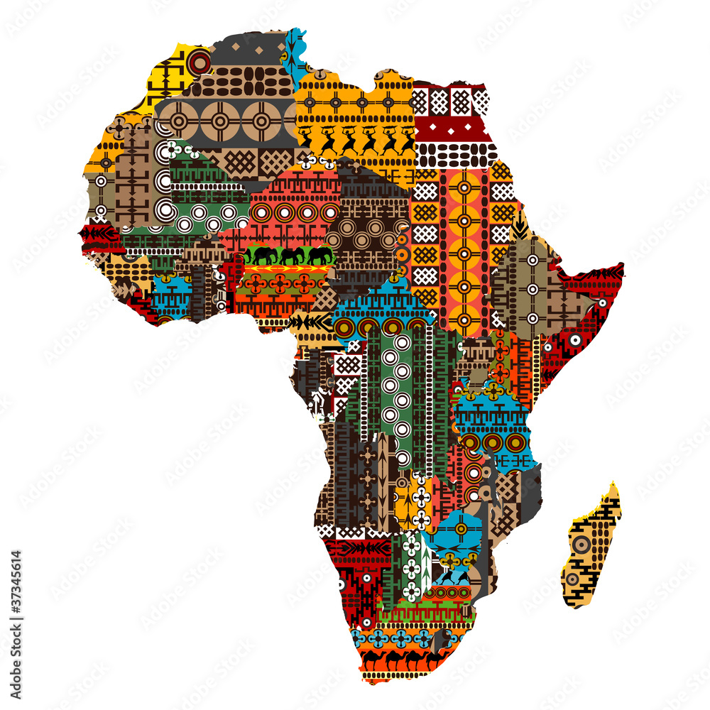 Africa map with countries made of ethnic textures Stock Illustration ...