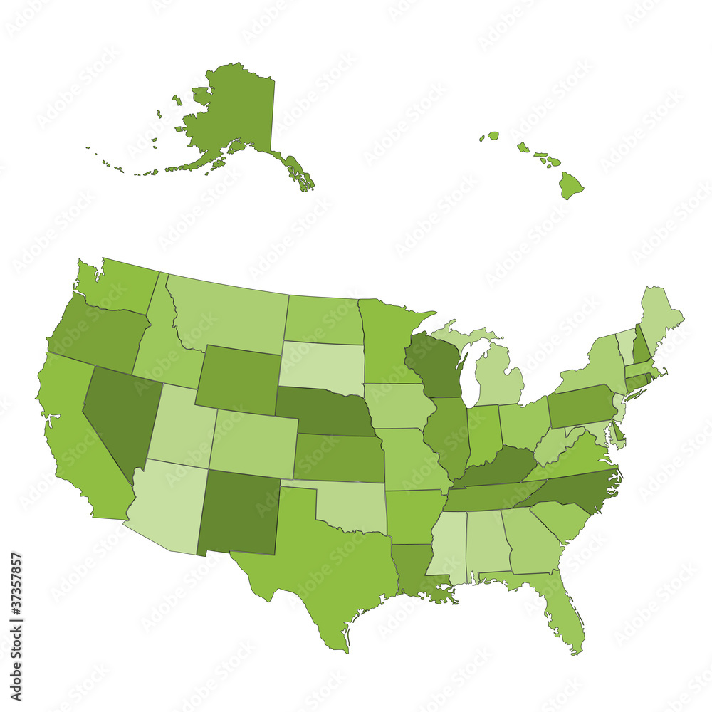 Vector USA map - states separated in the groups Stock Vector | Adobe Stock