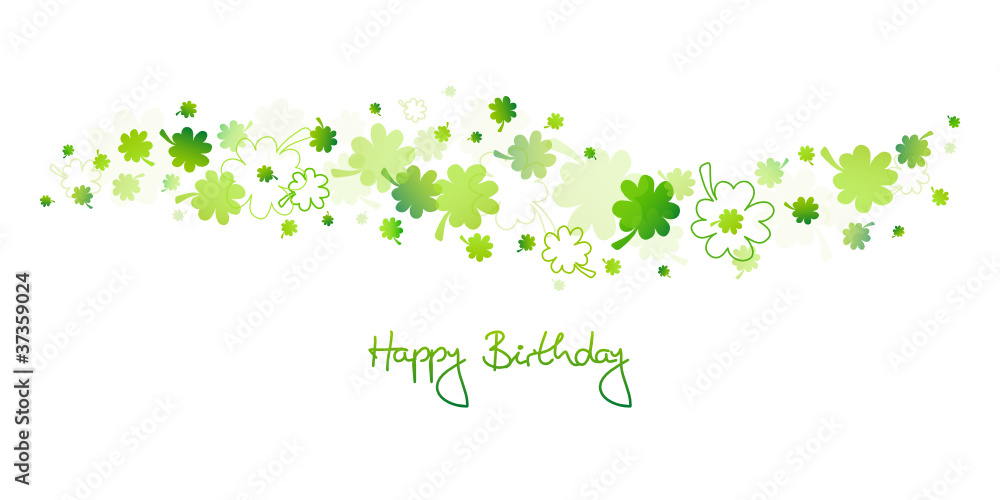 Green Cloverleafs "Happy Birthday" Stock Vector | Adobe Stock