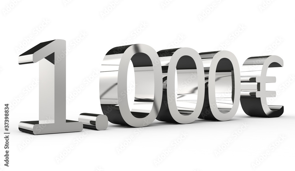 1000 Euro 3d Schrift chrom ilustración de Stock | Adobe Stock