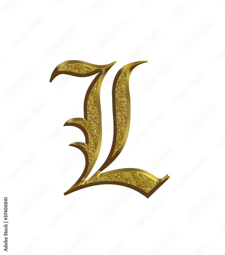 L - Alphabet en or - Lettrine Illustration Stock | Adobe Stock