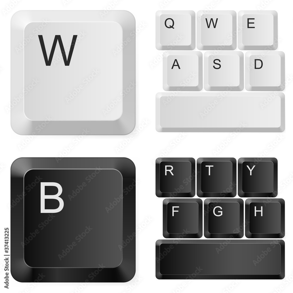 White and black computer keys. Stock Vector | Adobe Stock